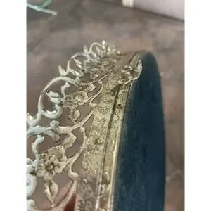 Bath | Vtg Mirrored Vanity Tray Gold Filigree Oval Hollywood Regency ...